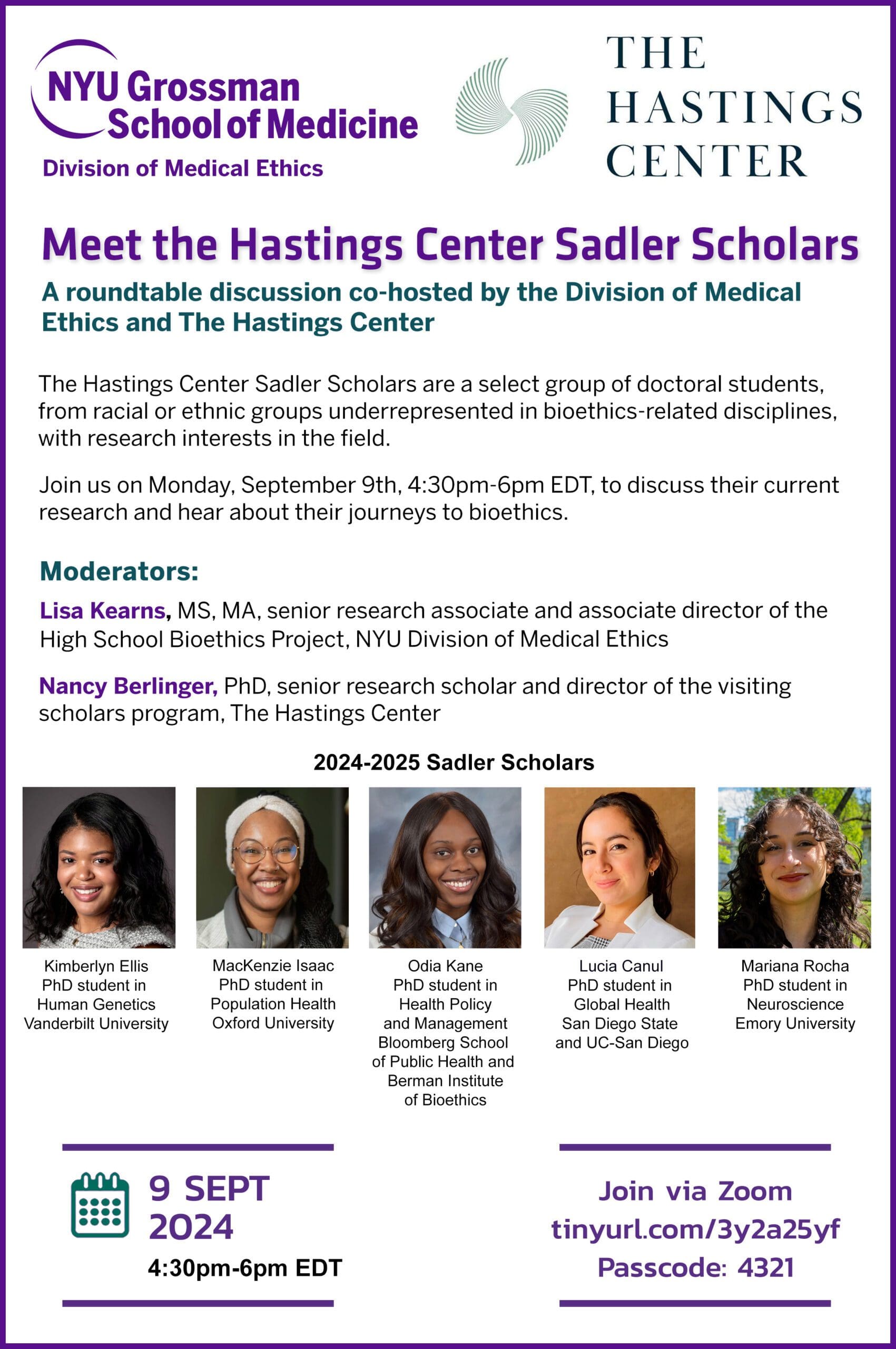 Meet the Hastings Center Sadler Scholars - The Hastings Center for ...